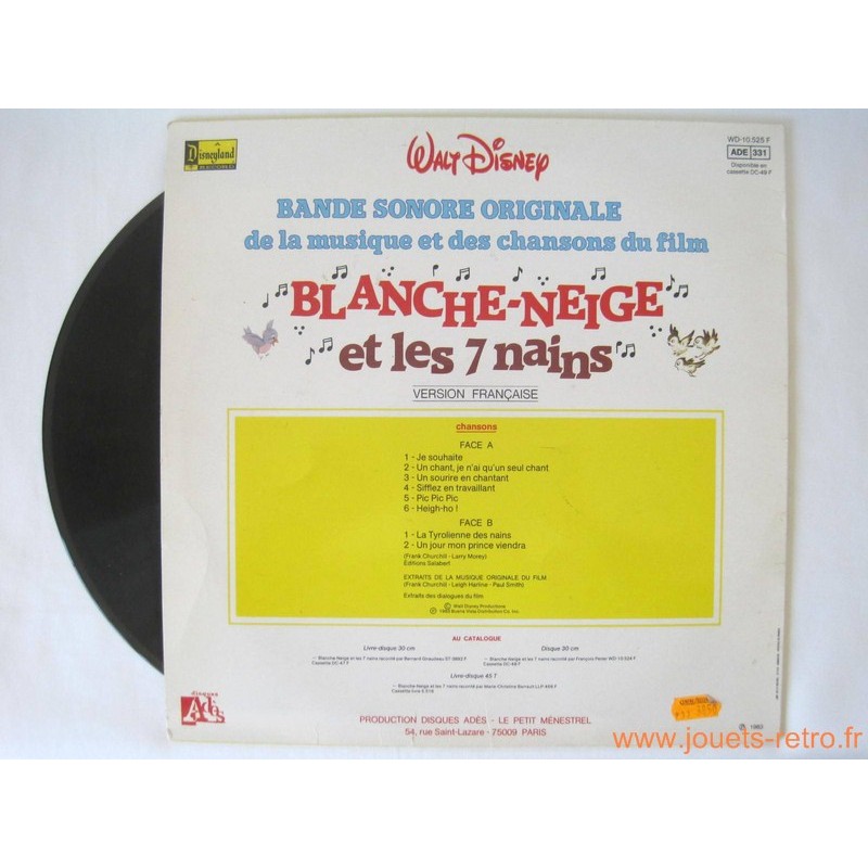 "Blanche neige et les 7 nains" bande originale - disque 33t - jouets ...