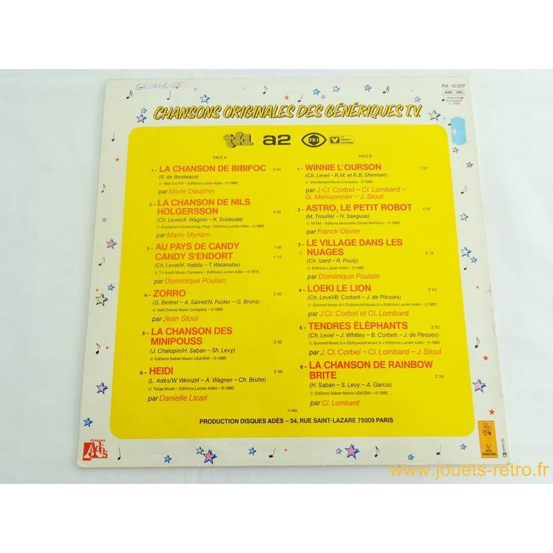 Chansons originales des génériques T.V - 33T Disque vinyle - jouets ... Chansons originales des génériques T.V - 33T Disque vinyle - jouets ...