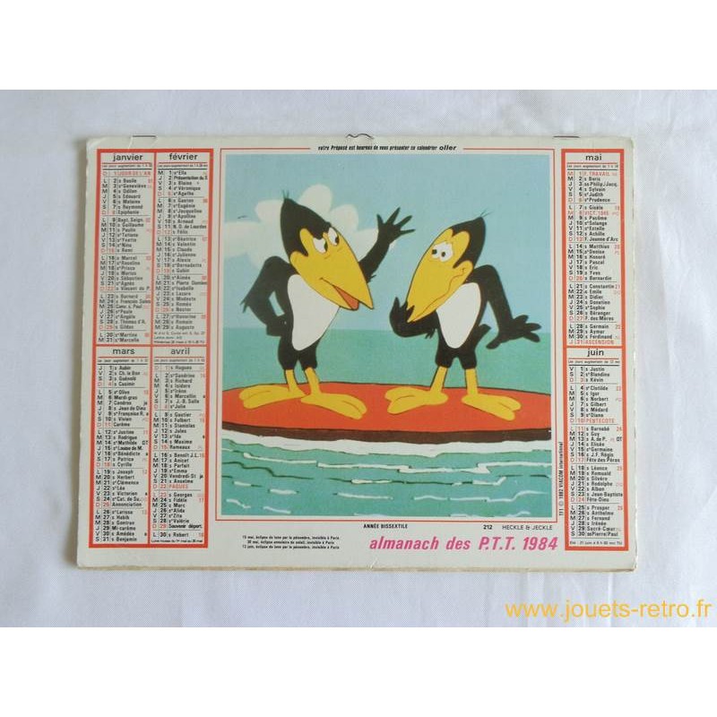 Almanach des PTT 1984 - Heckle et Jeckle - jouets rétro jeux de société ...